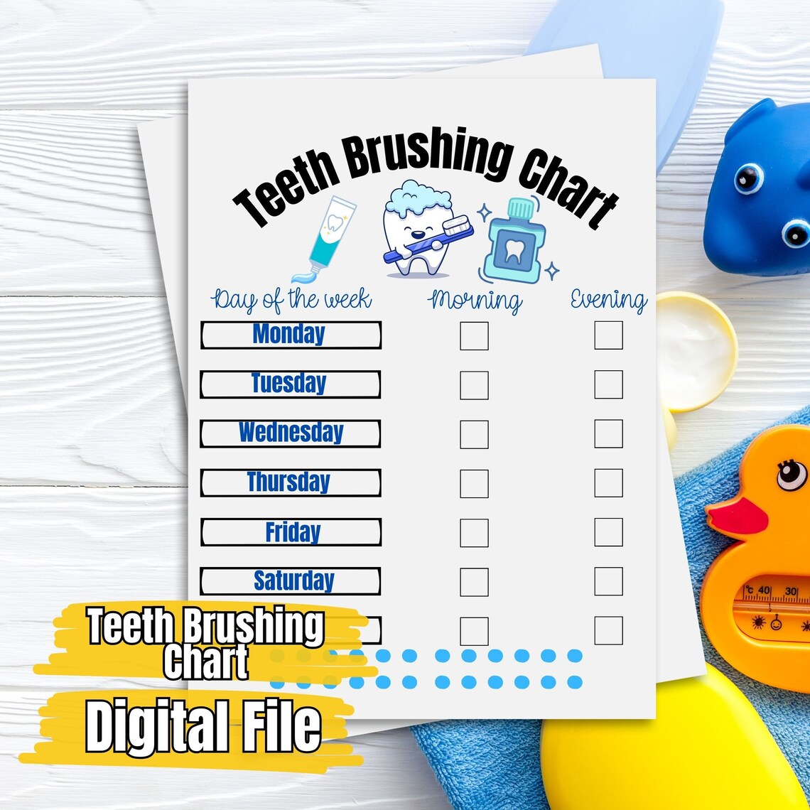 Teeth Brushing Chart for Kids Tooth Brush Tracker for Toddlers Hygiene ...