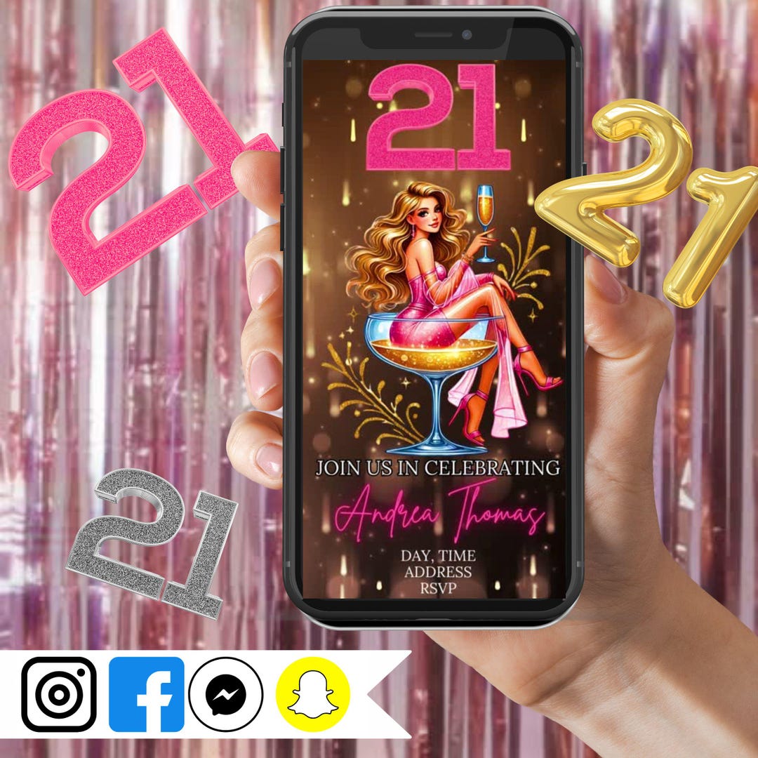 Digital 21st Birthday Invitation for Girls Night Out 21st Bday Evite ...