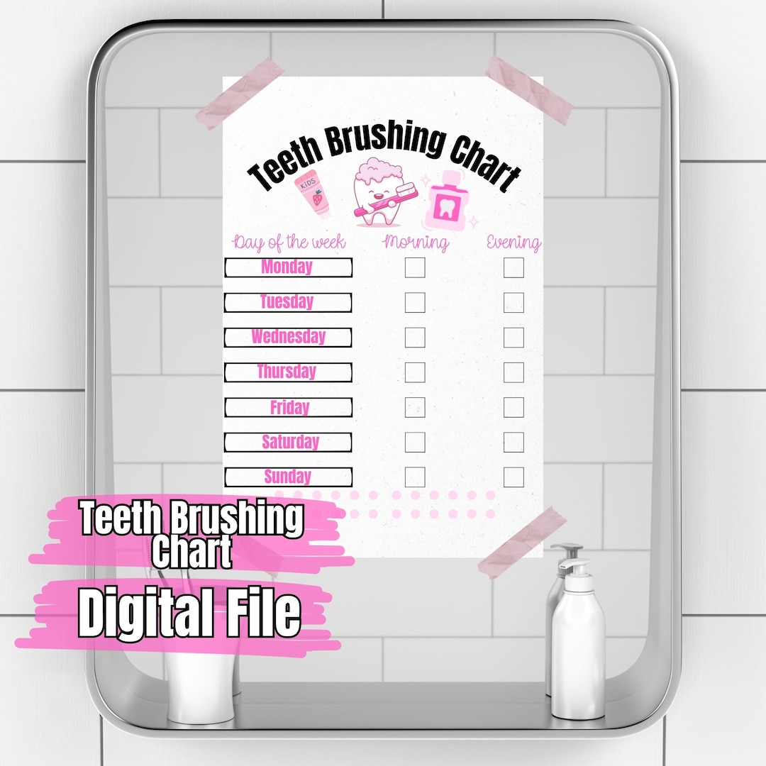 Teeth Brushing Chart for Kids Tooth Brush Tracker for Toddlers Hygiene ...