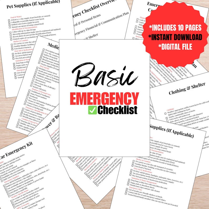 Emergency Prep Checklist for Traveling Checklist for Emergencies Binder ...