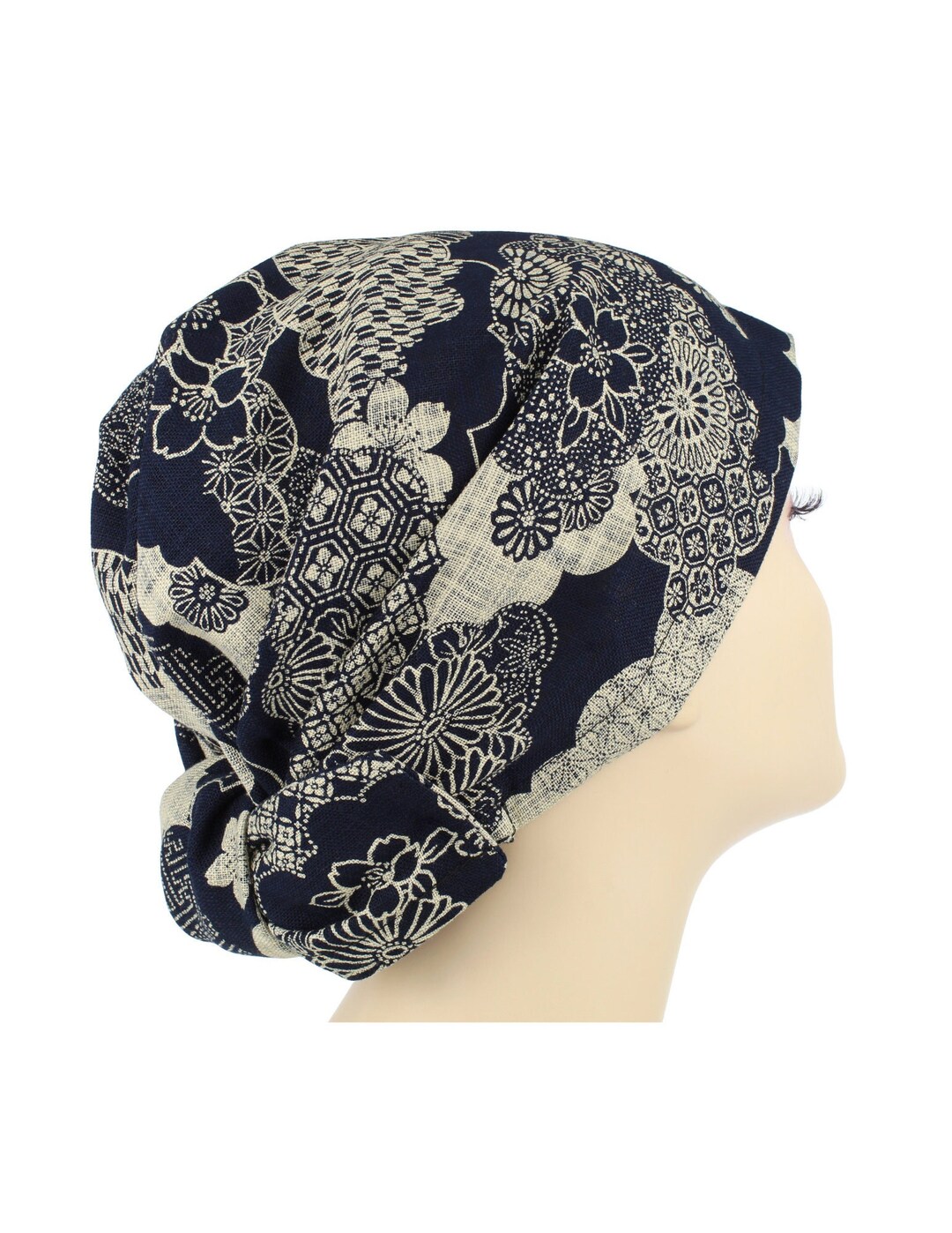 Clouds Flowers Japanese Hair Wrap, Adjustable Turban, Tichel, Head ...