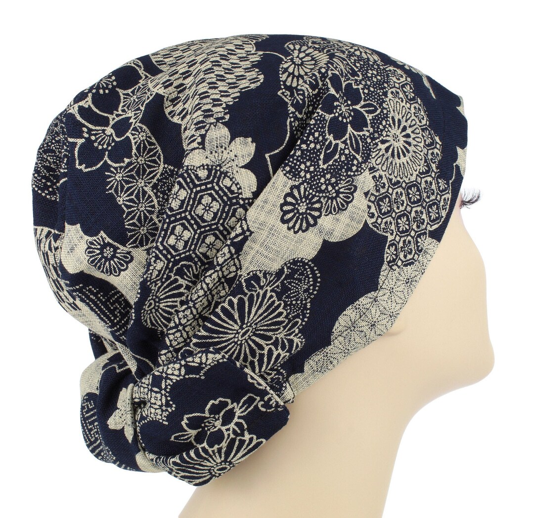 Clouds Flowers Japanese Hair Wrap, Adjustable Turban, Tichel, Head ...