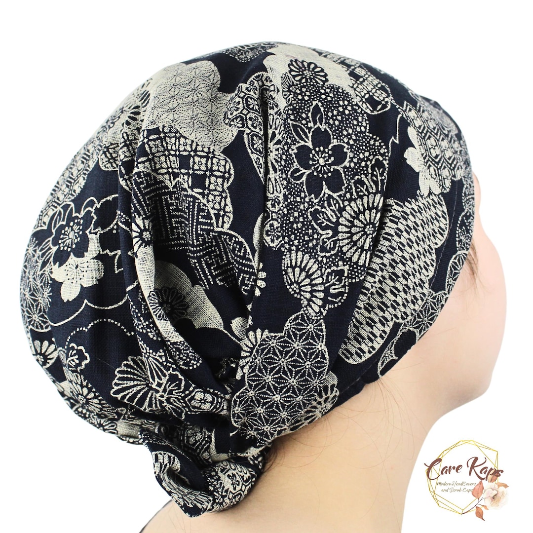 Clouds Flowers Japanese Hair Wrap: Adjustable Cotton Turban - Etsy