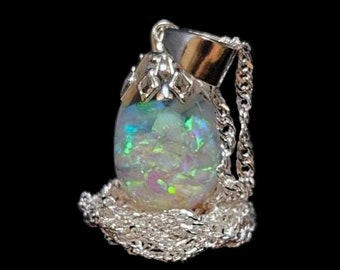 Australian Floating Opal Necklace Teardrop Vintage Style - Etsy