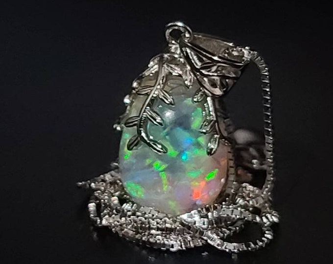 Pure Sterling Silver Floating Opal Necklace - Etsy