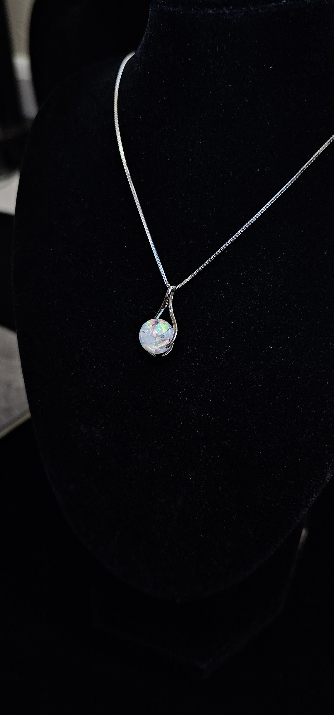 Sterling Silver Floating Opal Necklace - Etsy