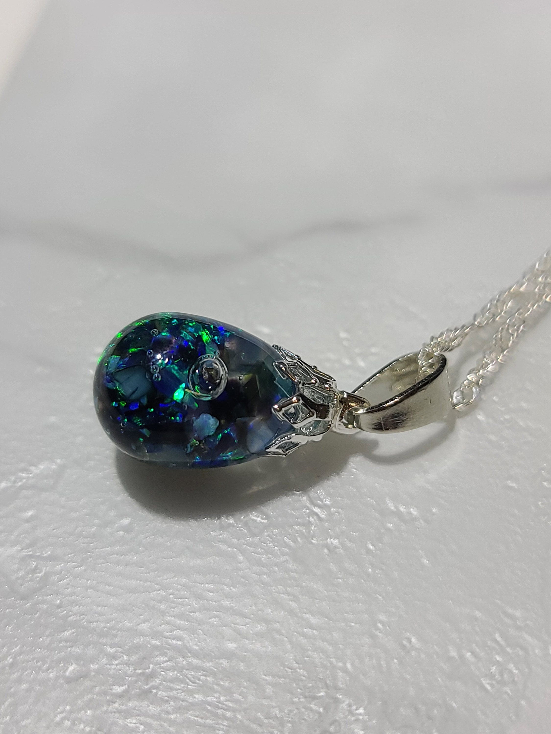Raw Ethiopian Floating Opal Pendant Sterling Silver Wave Chain - Etsy