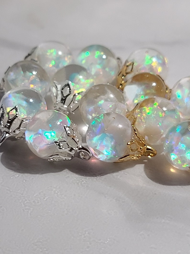 10mm Australian Opal Charm Floating Opal Gold/silver - Etsy