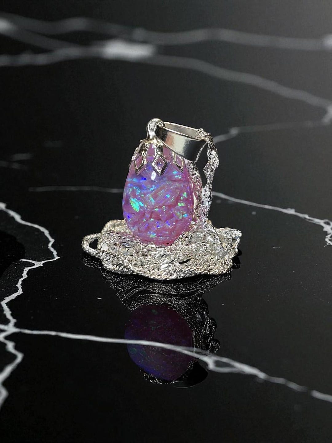 Floating Opal Necklace Teardrop Vintage Style - Etsy