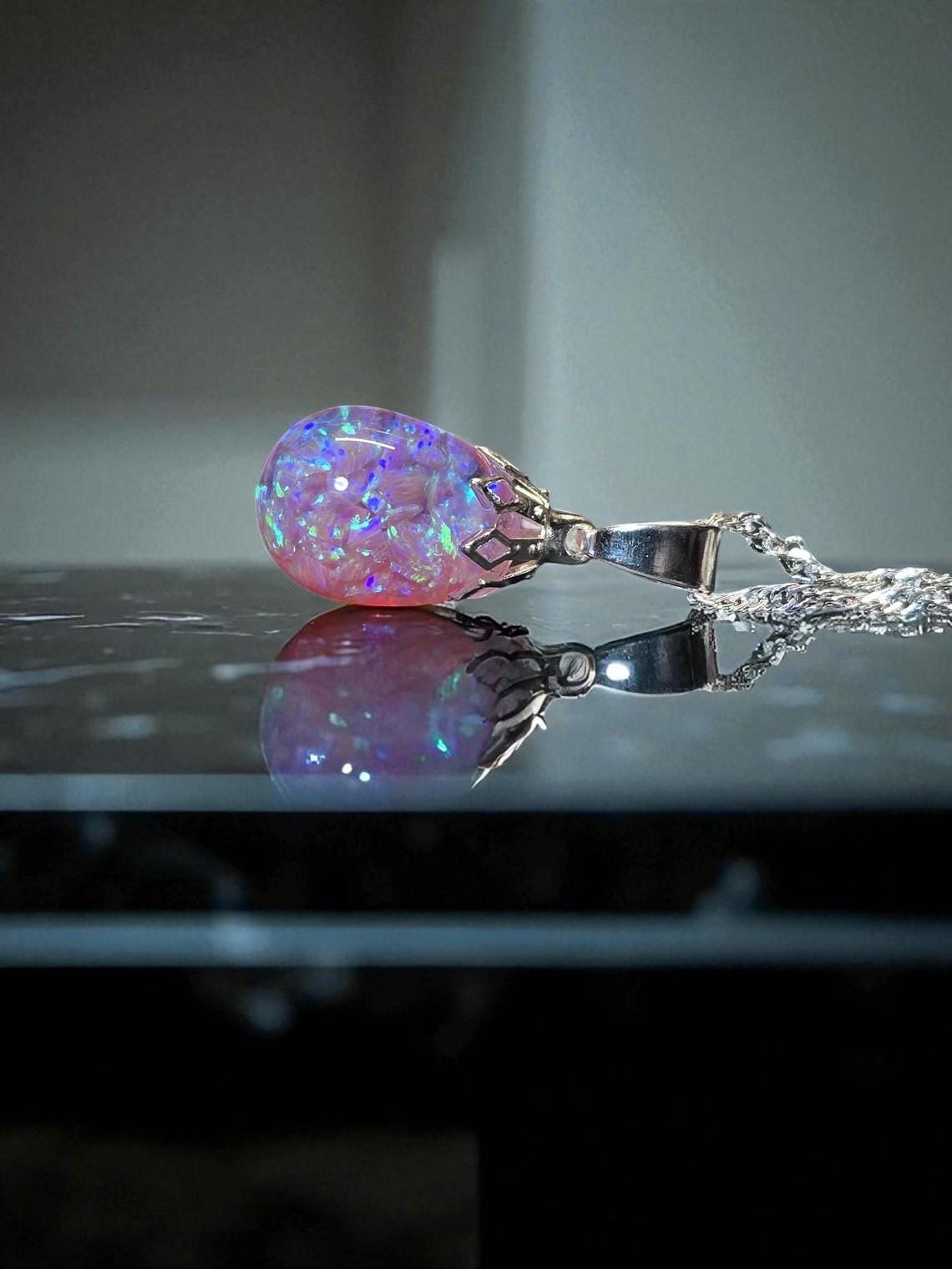Floating Opal Necklace Teardrop Vintage Style - Etsy
