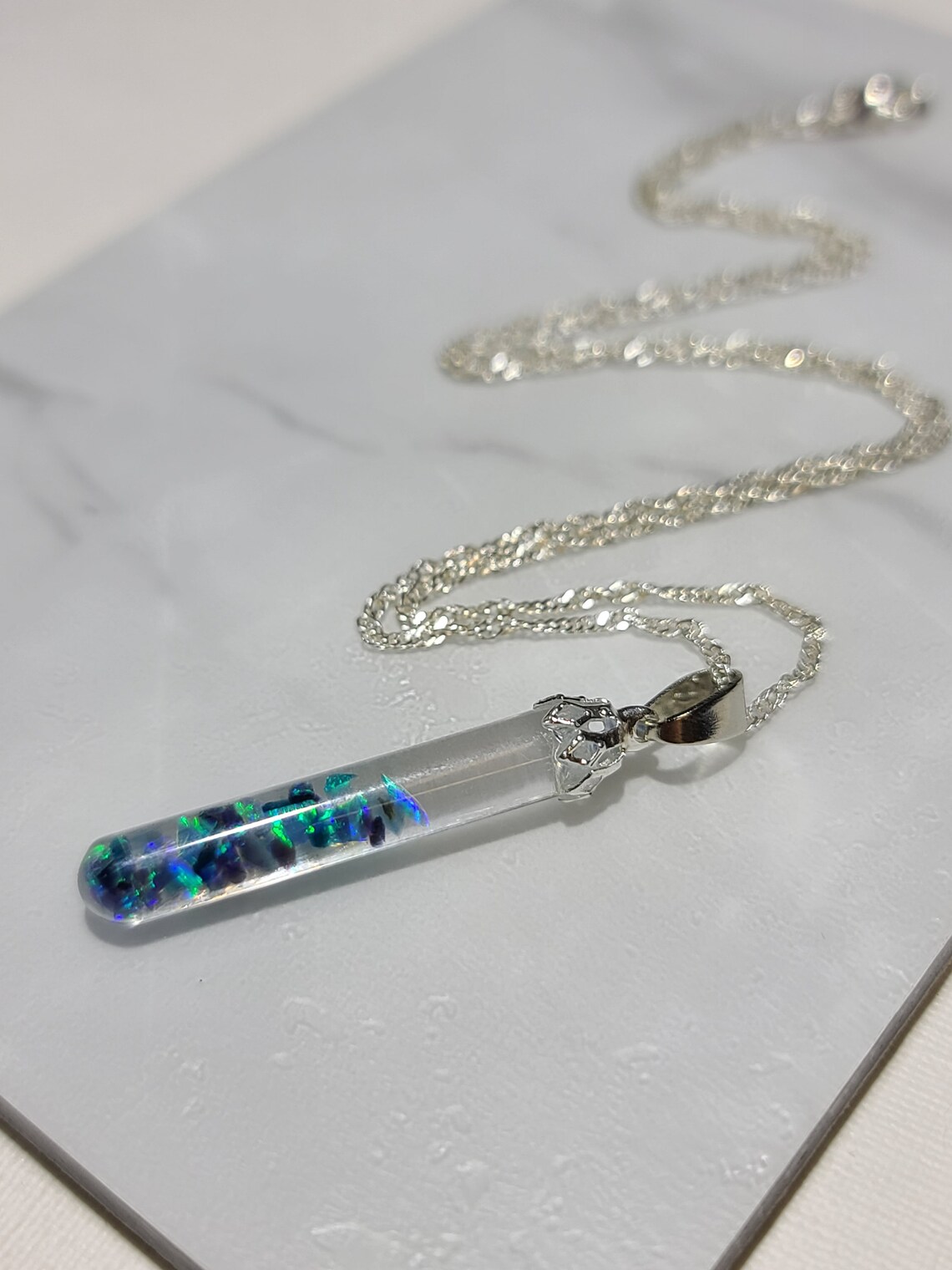 Ethiopian Floating Opal Pendant Sterling Silver Necklace - Etsy