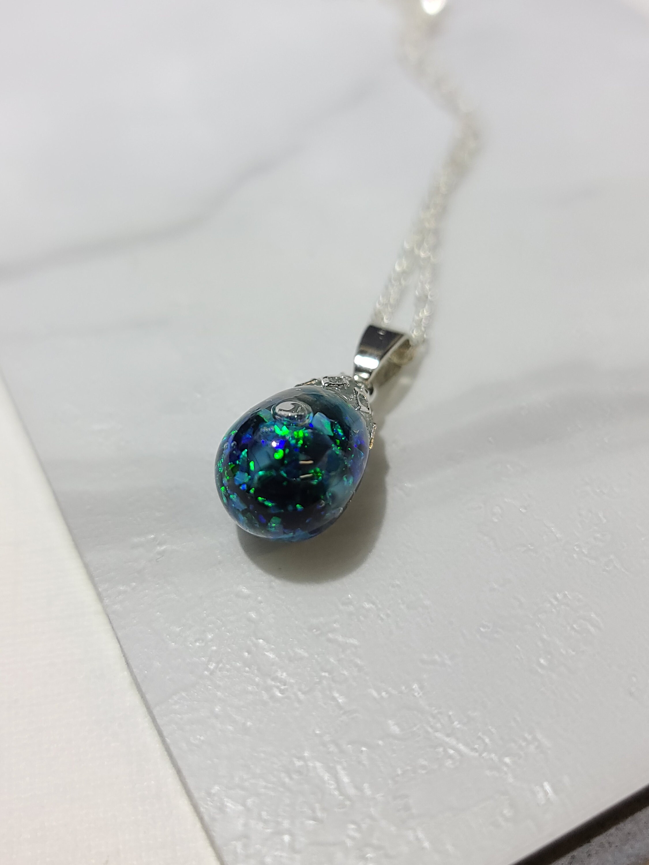 Raw Ethiopian Floating Opal Pendant Sterling Silver Wave Chain - Etsy