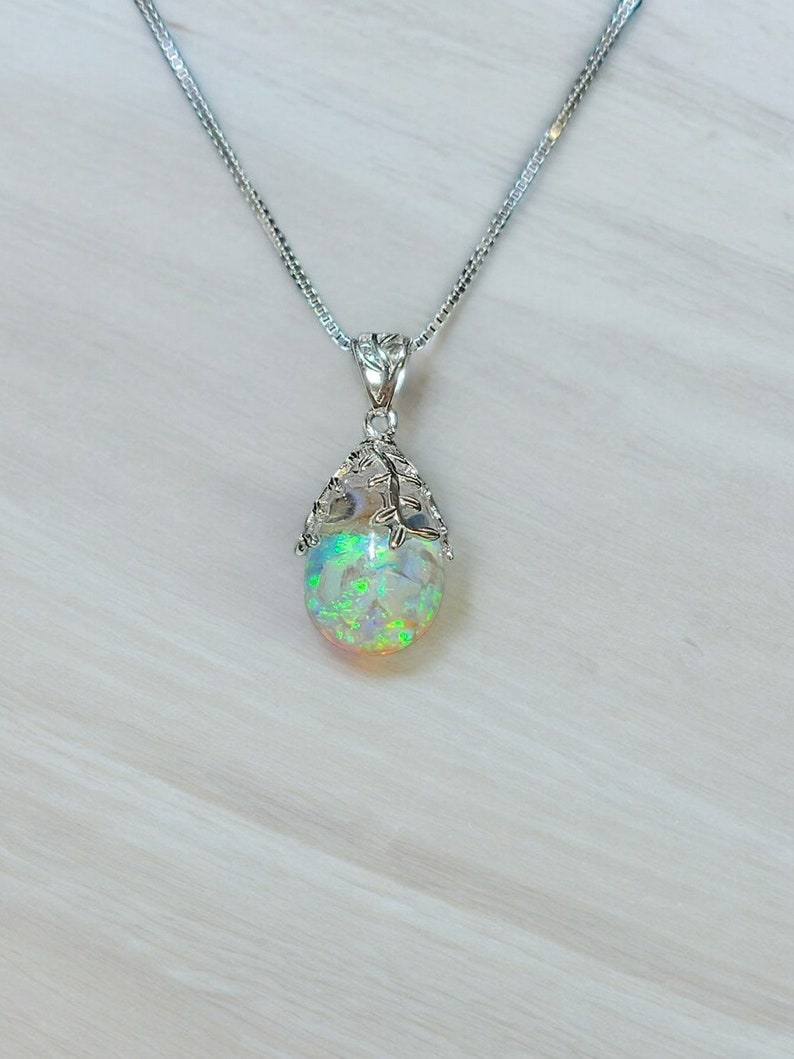 Pure Sterling Silver Floating Opal Necklace - Etsy