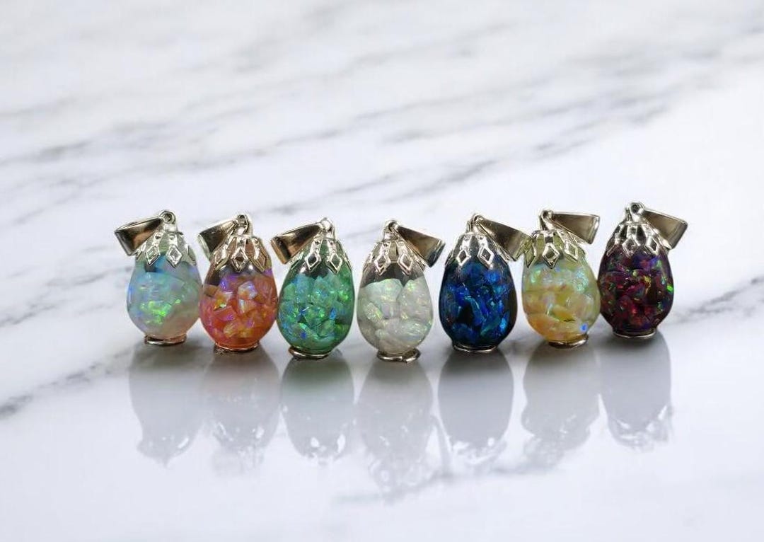Floating Opal Necklaces Kyocera Opals Tear Drop Pendant - Etsy