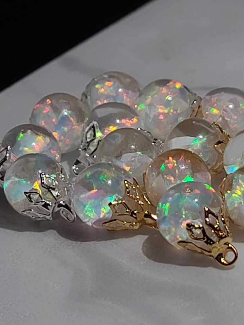 10mm Australian Opal Charm Floating Opal Gold/silver - Etsy