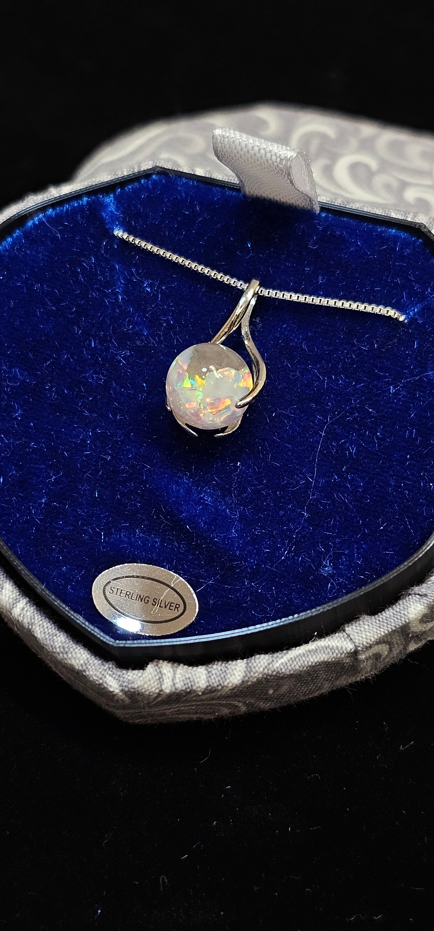 Sterling Silver Floating Opal Necklace - Etsy