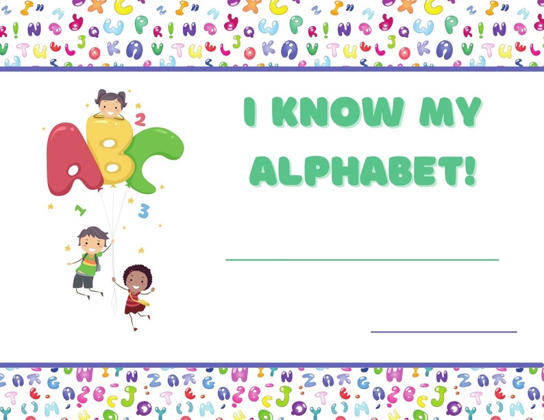 Alphabet Certificate - Etsy