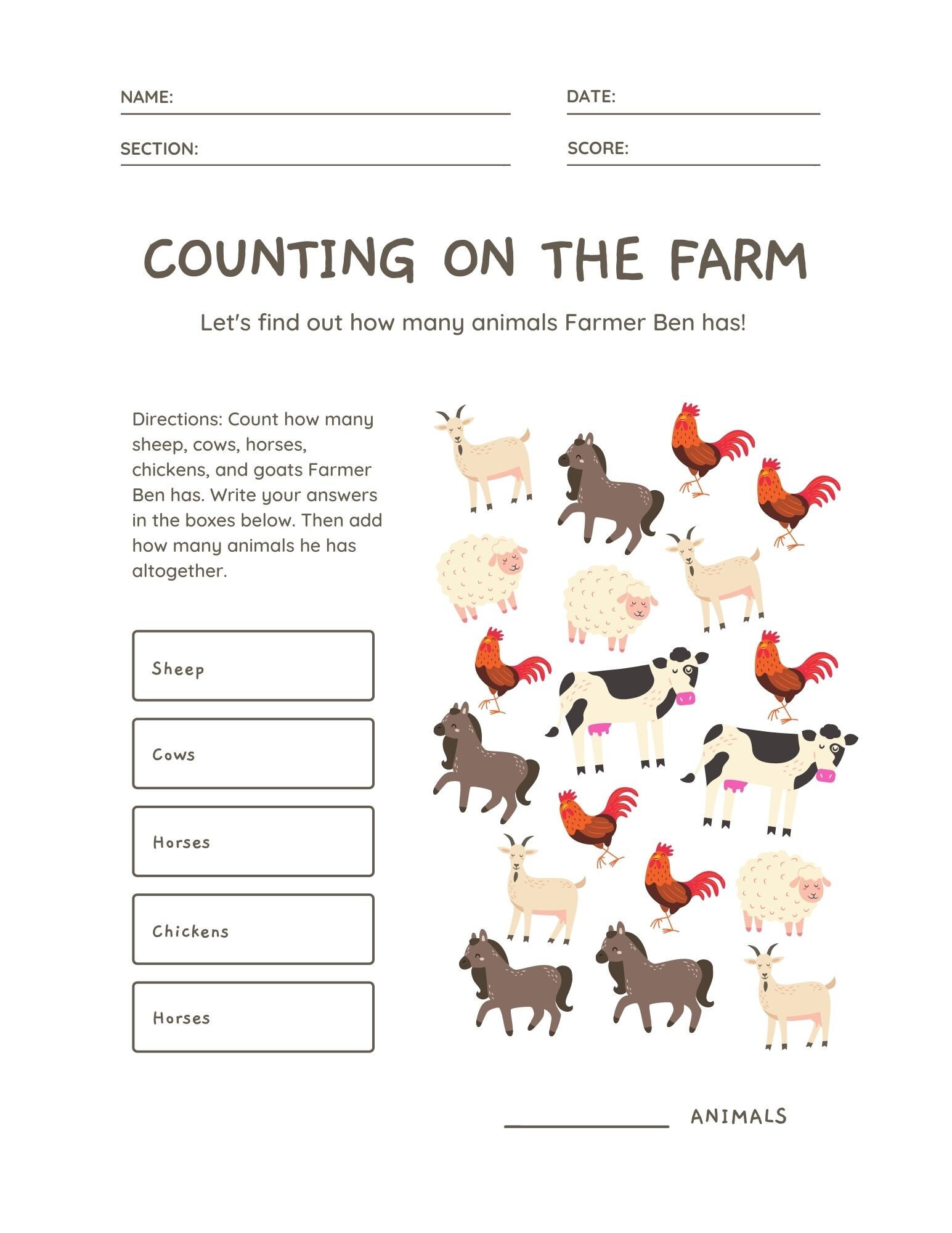Counting Farm Animals - Etsy
