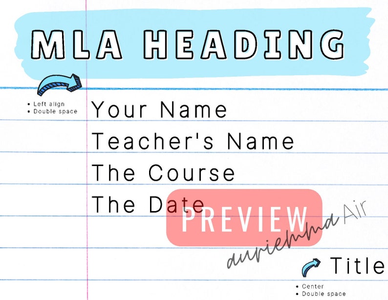 MLA Heading Anchor Chart Set, MLA Format, English Teacher Printables ...