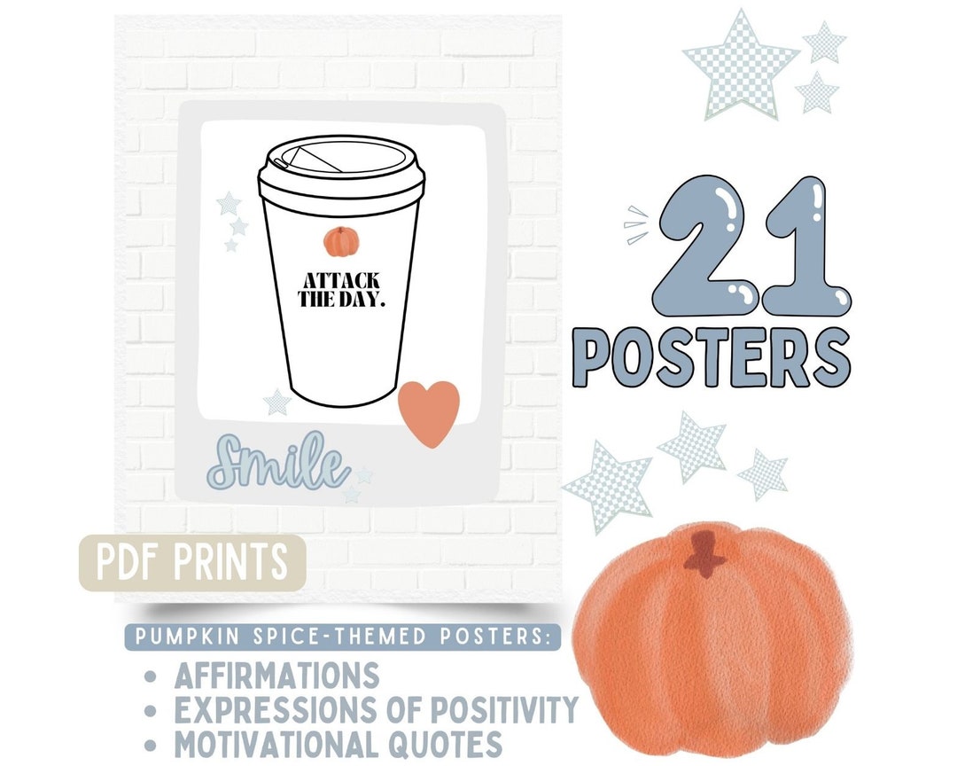 Retro Pumpkin Spice Prints | Printable Set of 12 Posters | Festive Fall ...