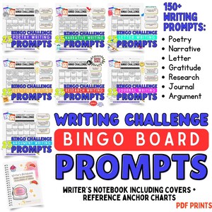 Bingo Board Writing Challenge Bundle | Writer's Notebook Activities ...