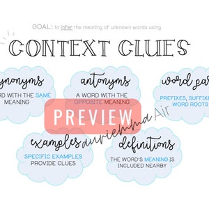 Context Clues Anchor Chart, Elementary Reading Lesson, Reading ...