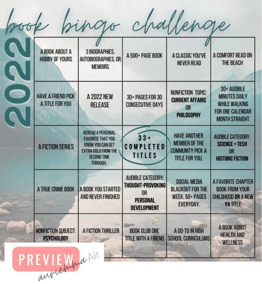 Book Bingo, Reading Challenge, Reading Tracker, Reading Challenge for ...