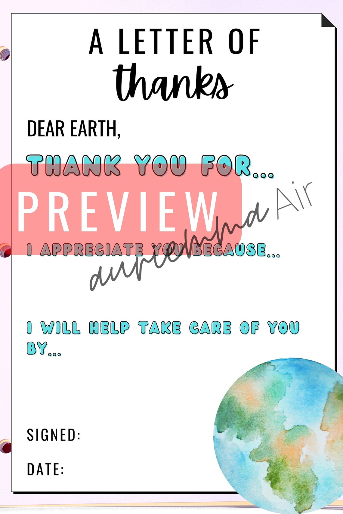 Earth Day Letter Template, Earth Day Activity, Earth Day Printable ...