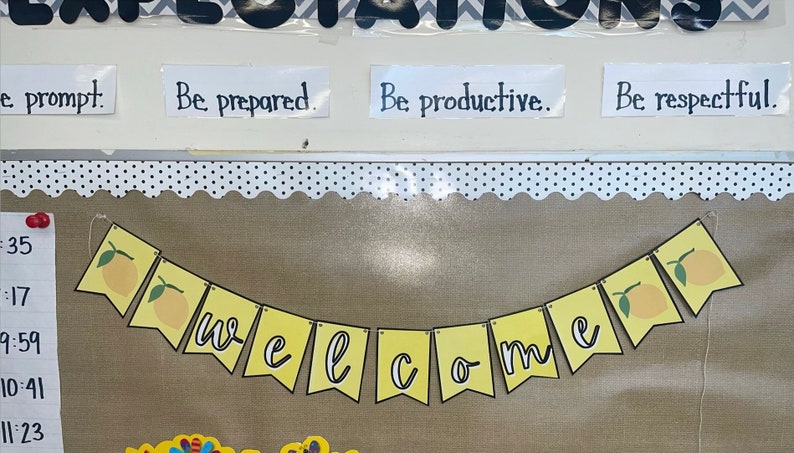 Lemon-themed Welcome Back Bulletin Banner Set, Lemon Bulletin Board Set ...