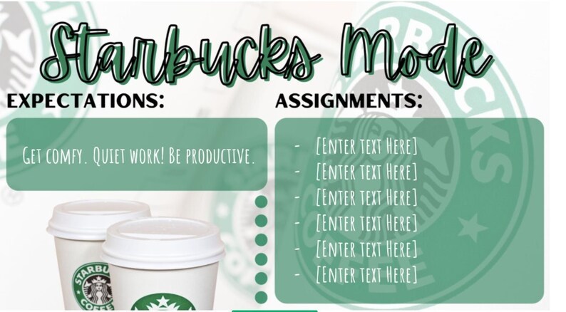 Editable Starbucks Mode Smart Board Template | Classroom Modes ...