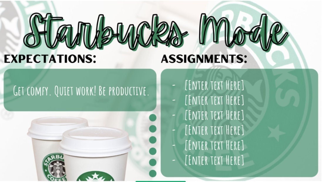 Editable Starbucks Mode Smart Board Template | Classroom Modes ...