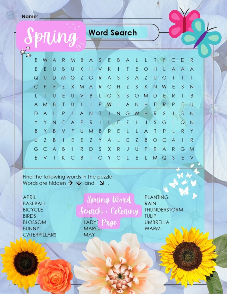 Spring Word Search | Spring Coloring Page | Fun Spring Games ...