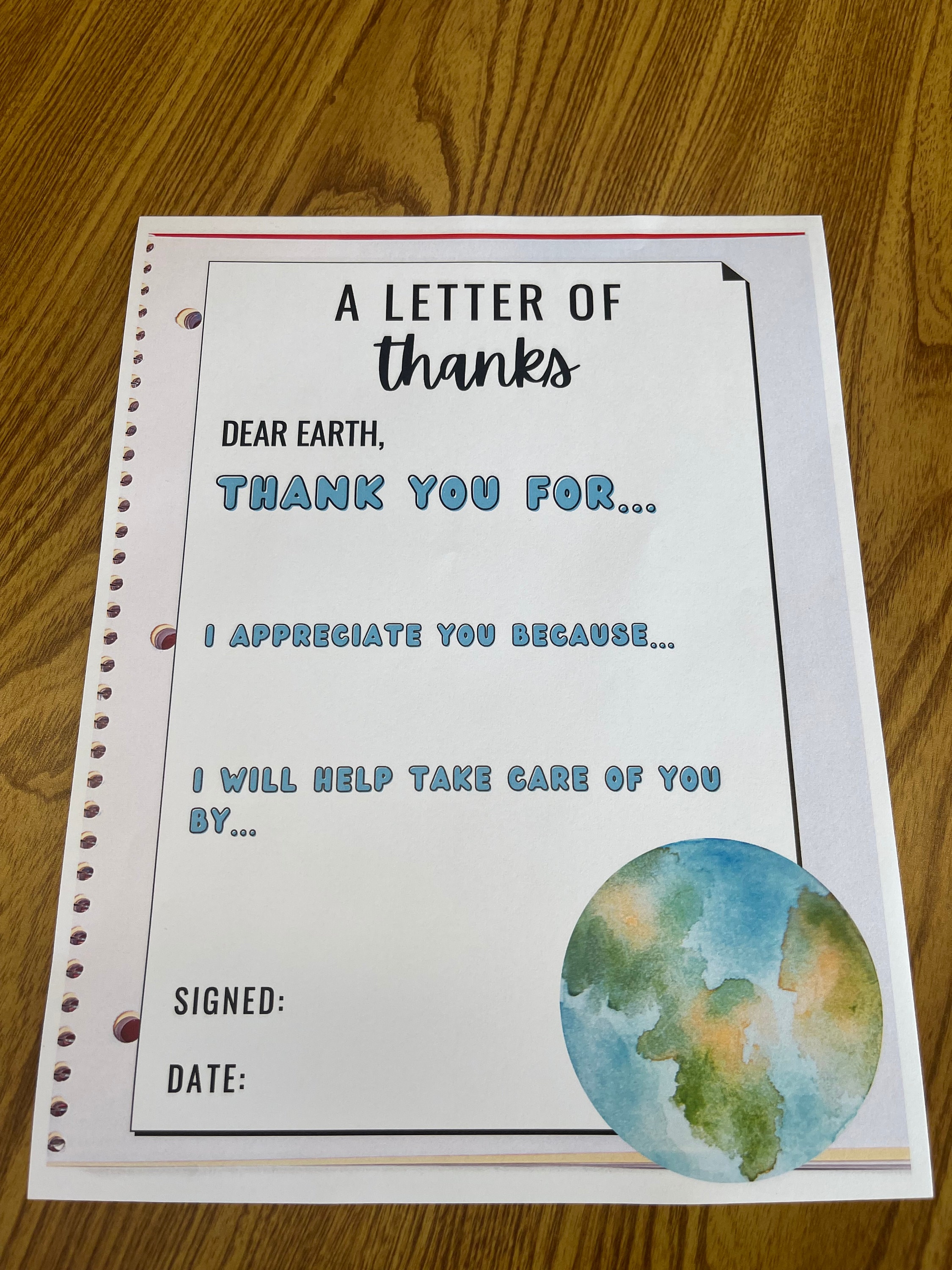 Earth Day Letter Template, Earth Day Activity, Earth Day Printable ...