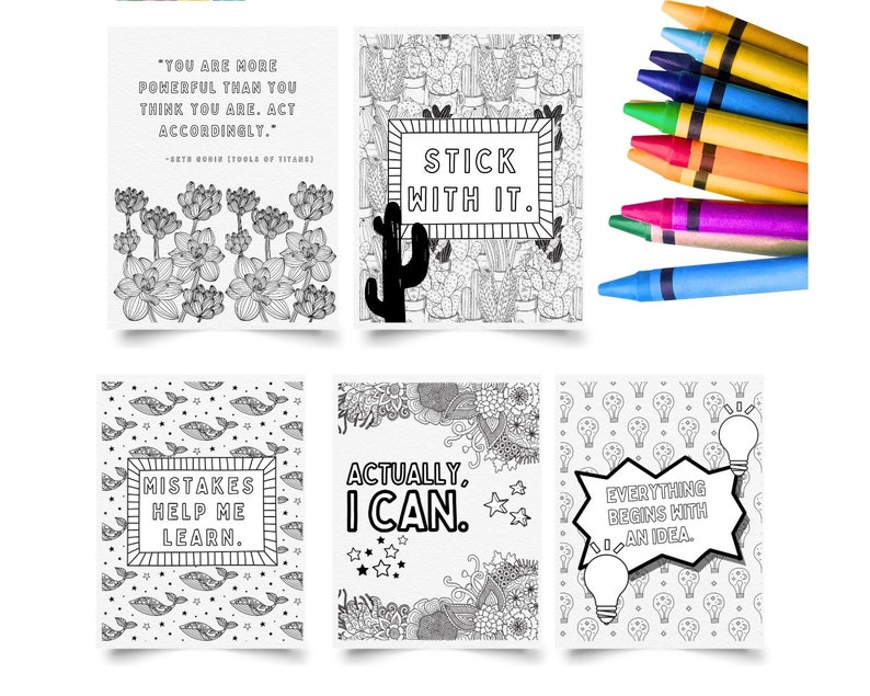 Inspired Affirmations Coloring Pages | Growth Mindset Coloring ...