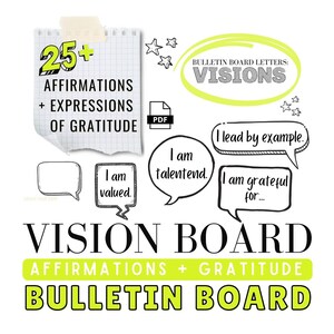 Affirmations + Expressions of Gratitude Vision Board / Bulletin Board ...