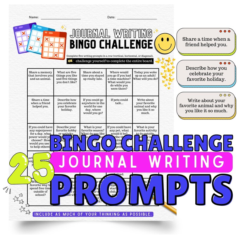 Bingo Board Writing Challenge Bundle | Writer's Notebook Activities ...