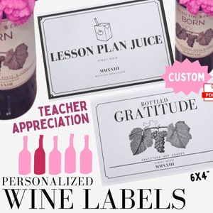 Custom Wine Label Template | Teacher Appreciation Wine Label ...