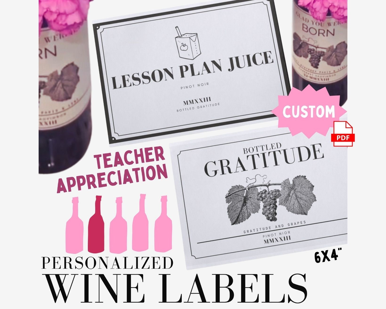 Custom Wine Label Template | Teacher Appreciation Wine Label ...