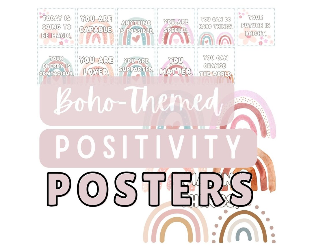 Boho-themed Classroom Positivity Poster Set | Printable Boho Wall Art ...
