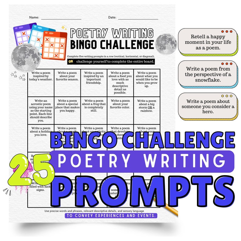 Bingo Board Writing Challenge Bundle | Writer's Notebook Activities ...