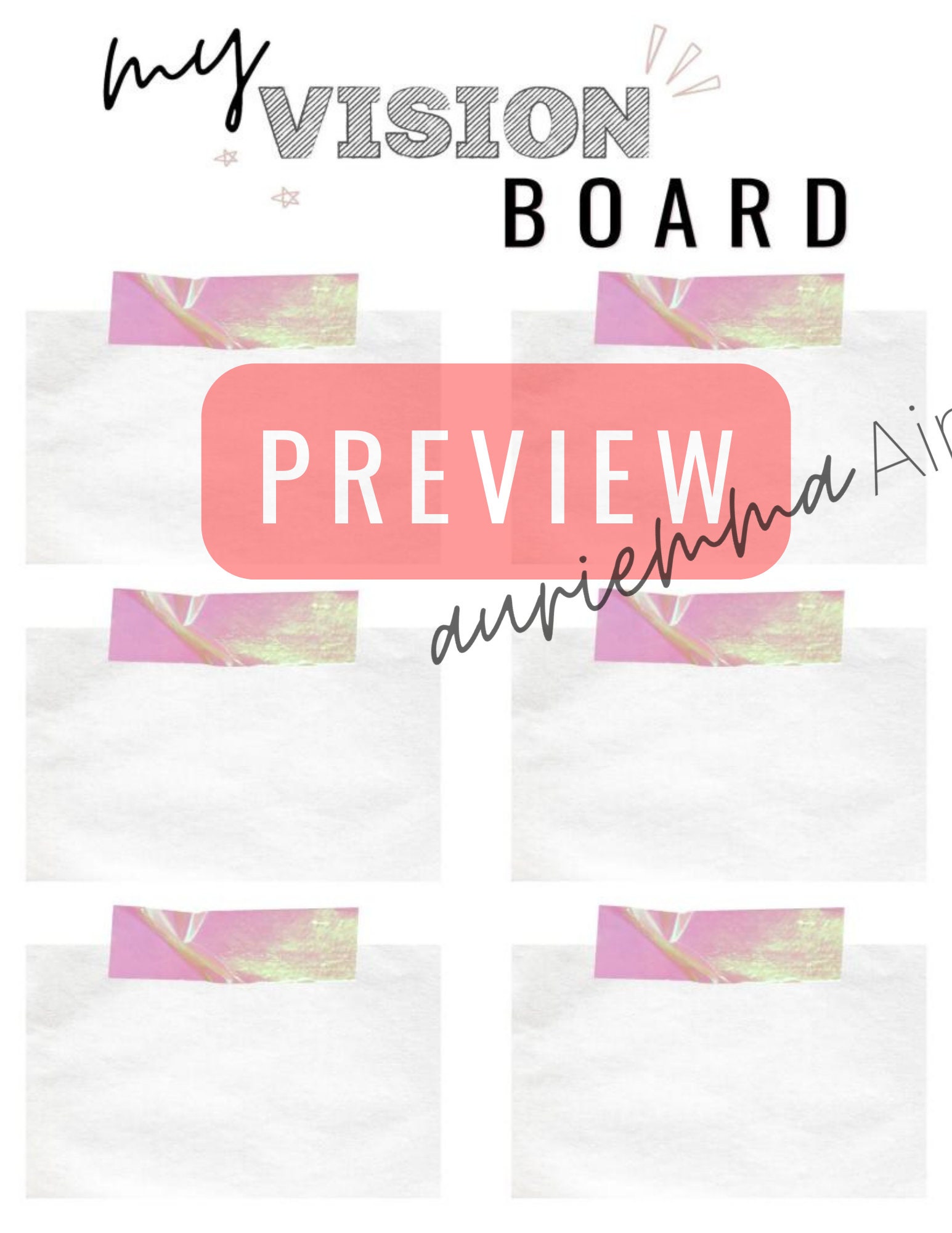 Vision Board Printables, Vision Board Planner, Digital Vision Board Kit ...