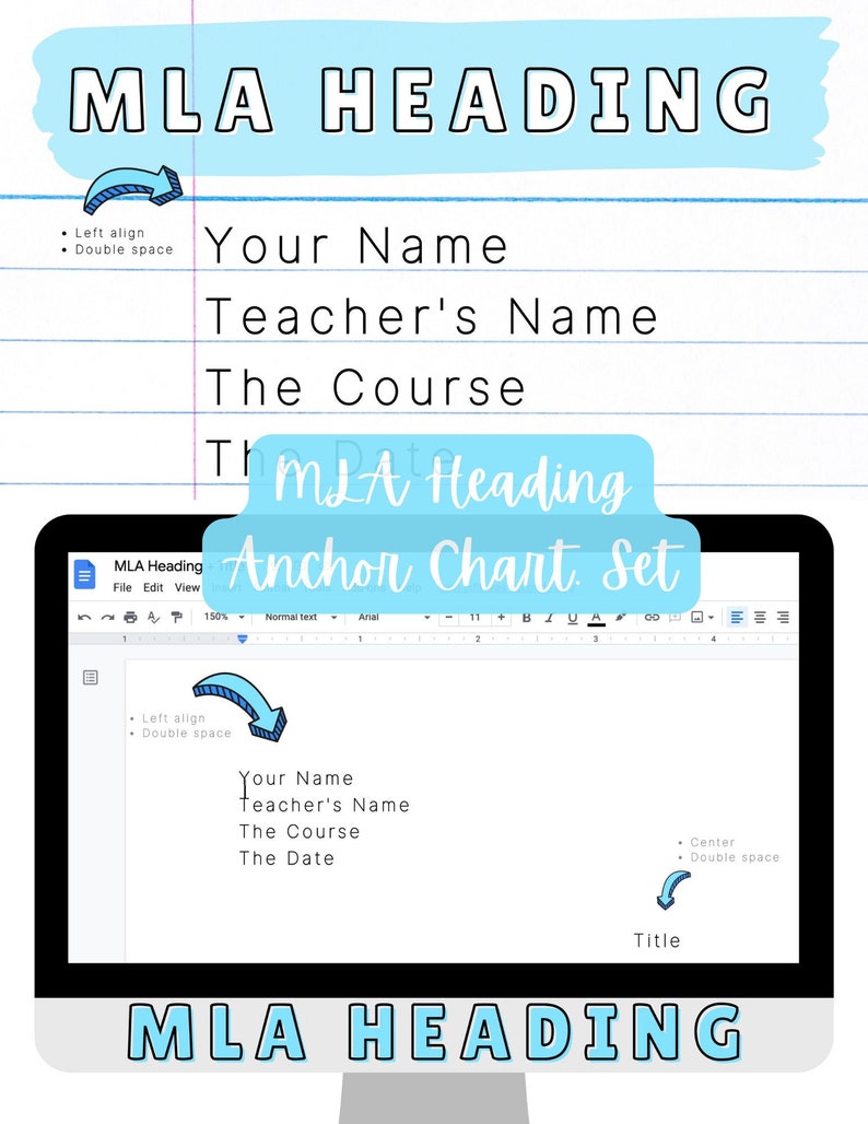 MLA Heading Anchor Chart Set, MLA Format, English Teacher Printables ...