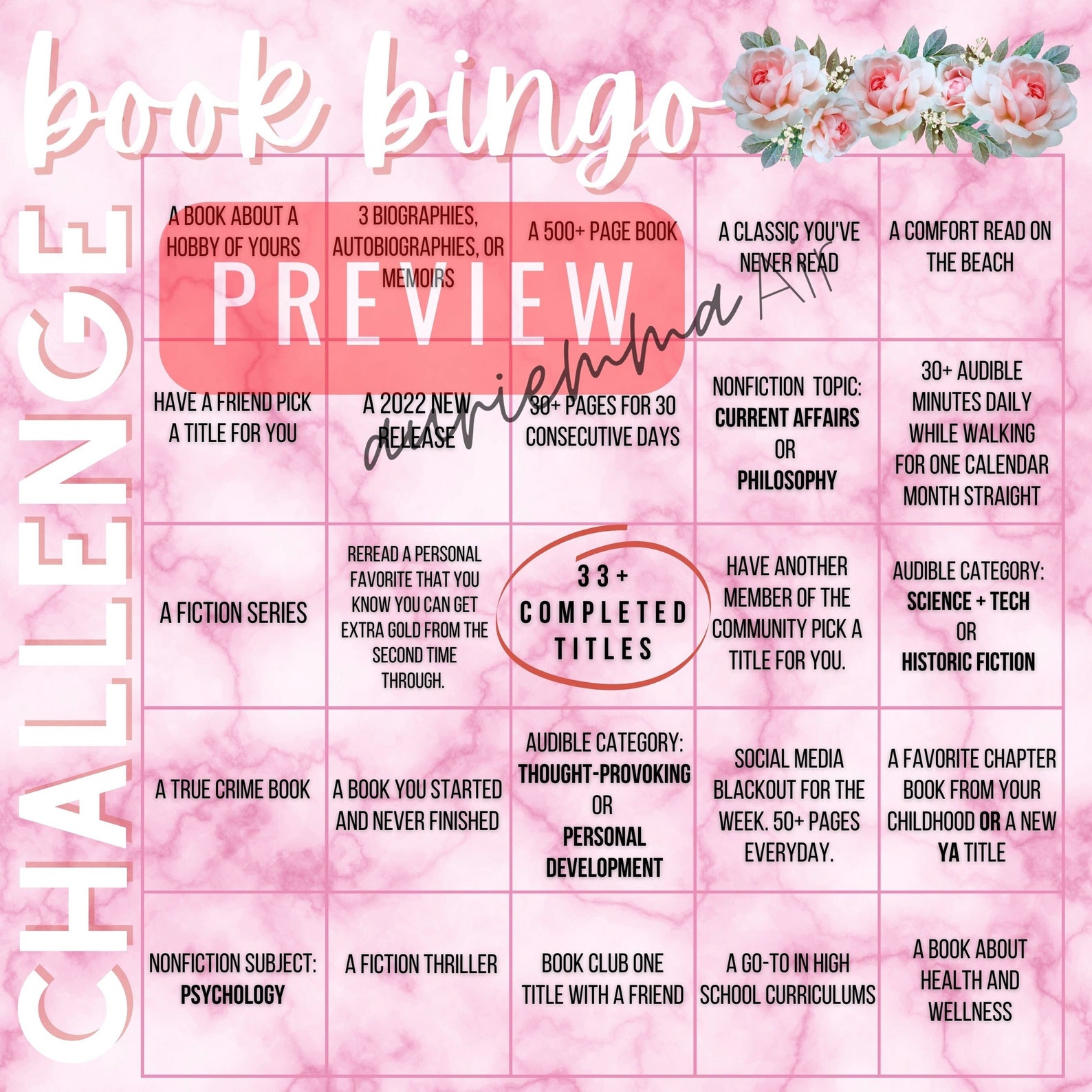 Book Bingo Reading Challenge Reading Tracker Reading - Etsy