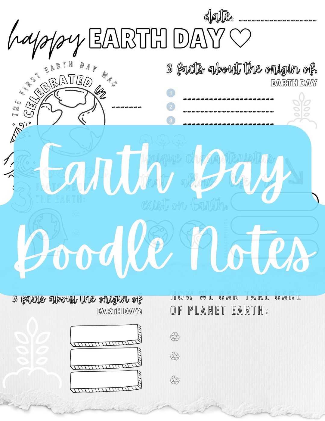 Earth Day Doodle Notes Worksheet, Earth Day Activity, Earth Day ...