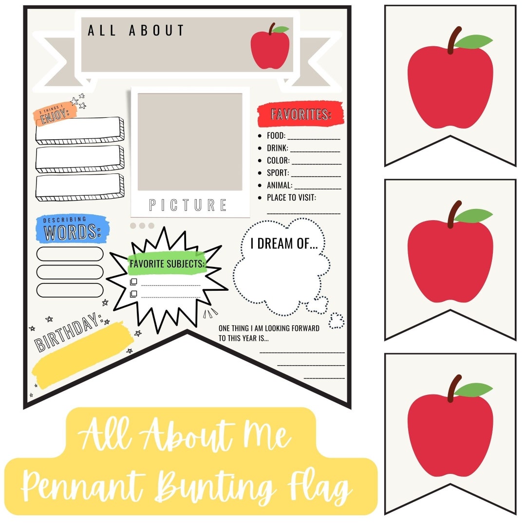 All About Me Flag Worksheet, All About Me Activity, All About Me Banner ...