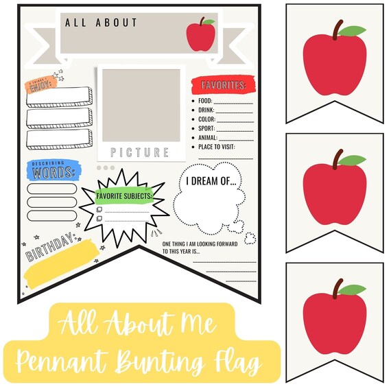All About Me Flag Worksheet All About Me Activity All About - Etsy