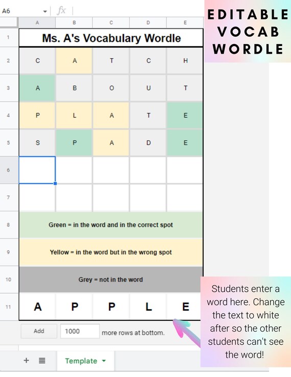 Editable Wordle Template Editable Wordle Vocab for Students - Etsy
