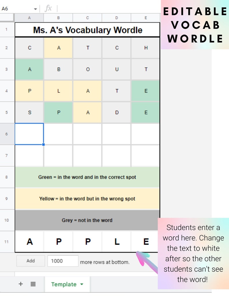 Editable Wordle Template, Editable Wordle Vocab for Students, Wordle ...