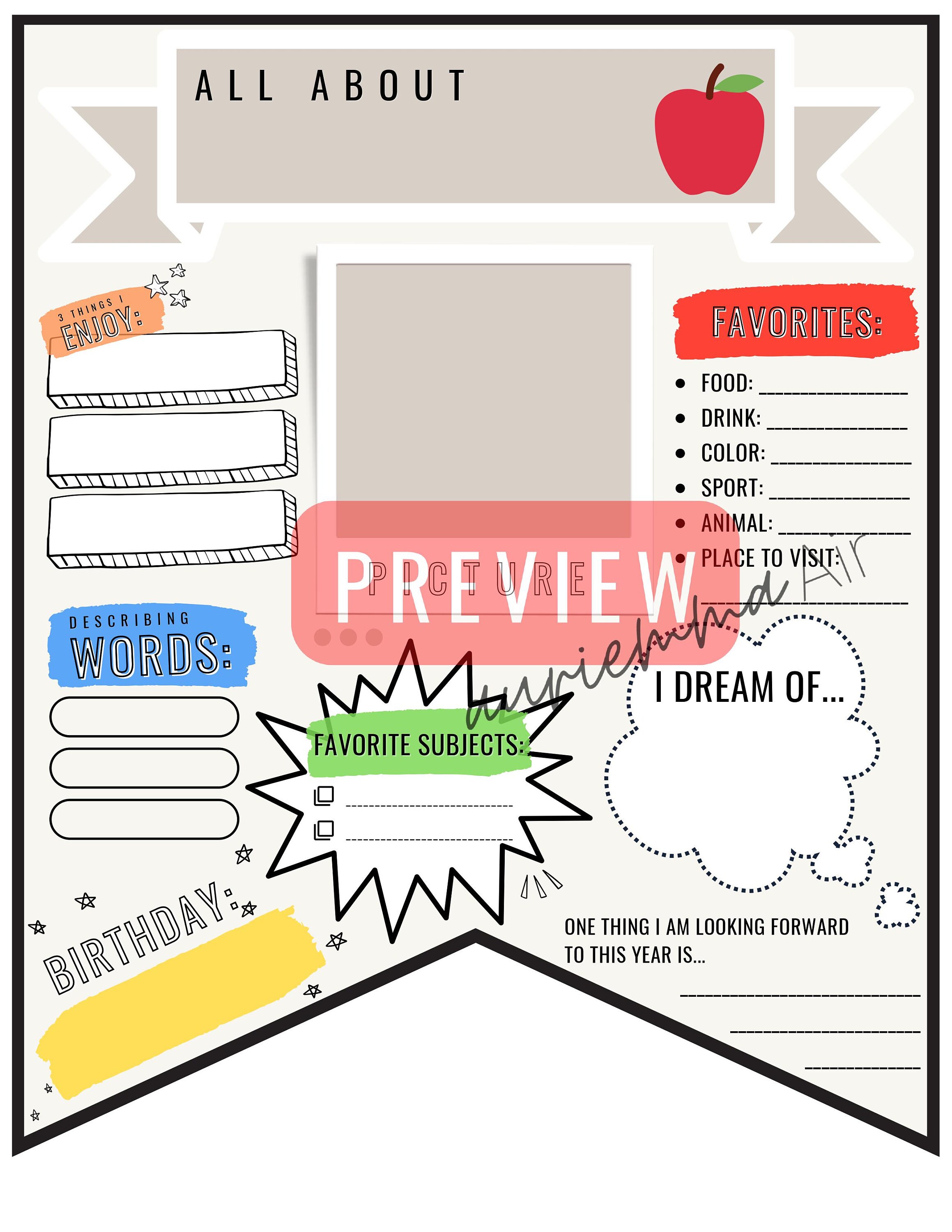 All About Me Flag Worksheet, All About Me Activity, All About Me Banner ...