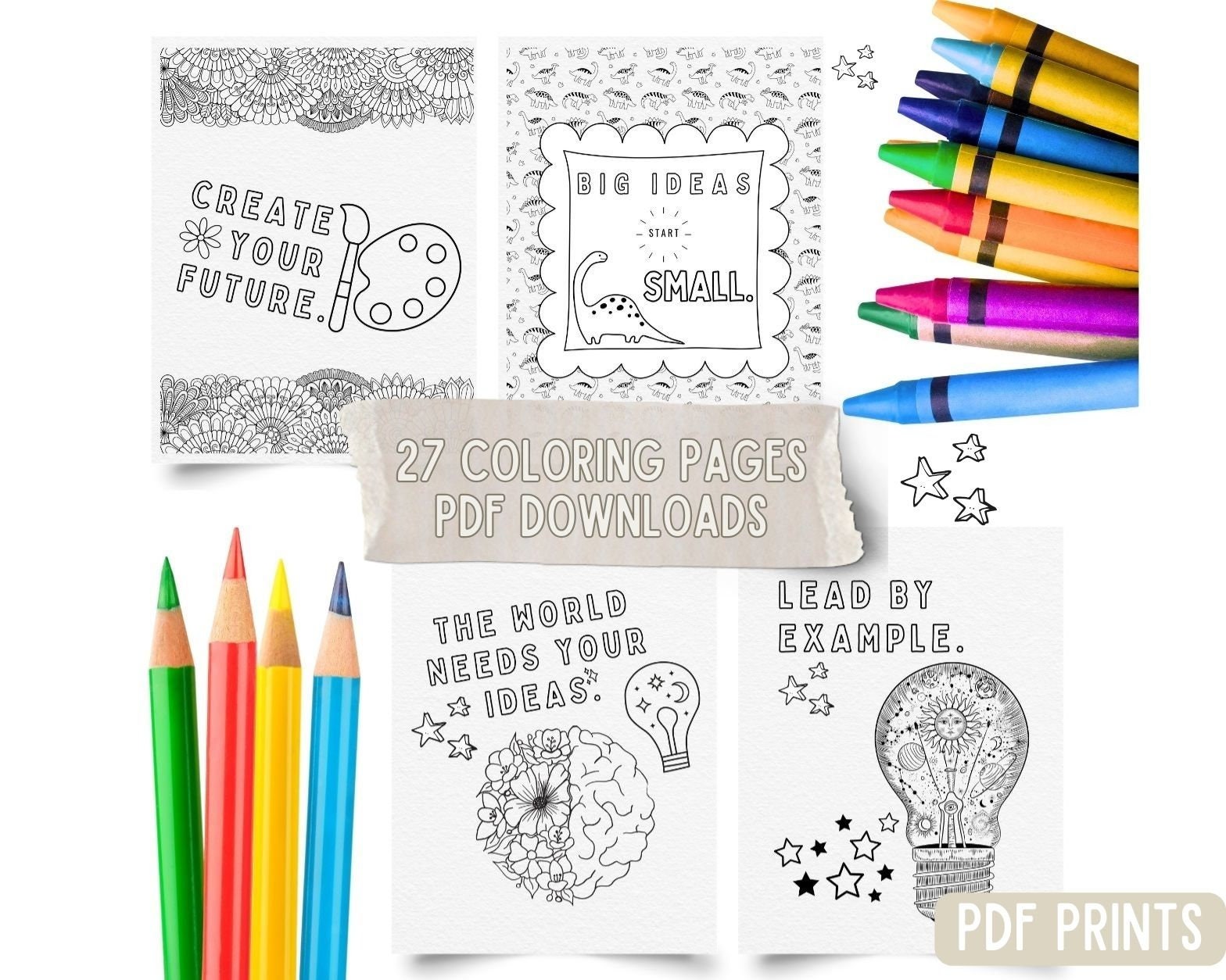 Inspired Affirmations Coloring Pages | Growth Mindset Coloring ...